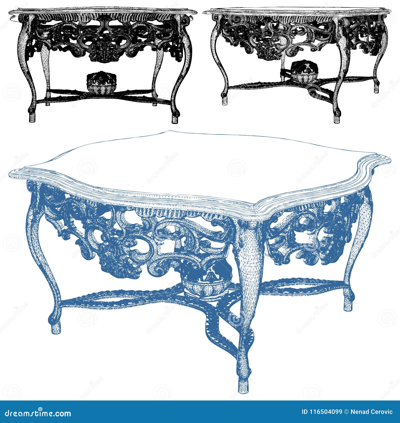 Antique Table Illustration Isolated on White Vector Stock Vector ...