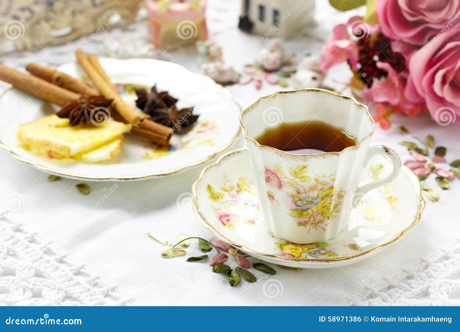 Antique Tea Cup on the Table Stock Photo - Image of interiors, drink ...