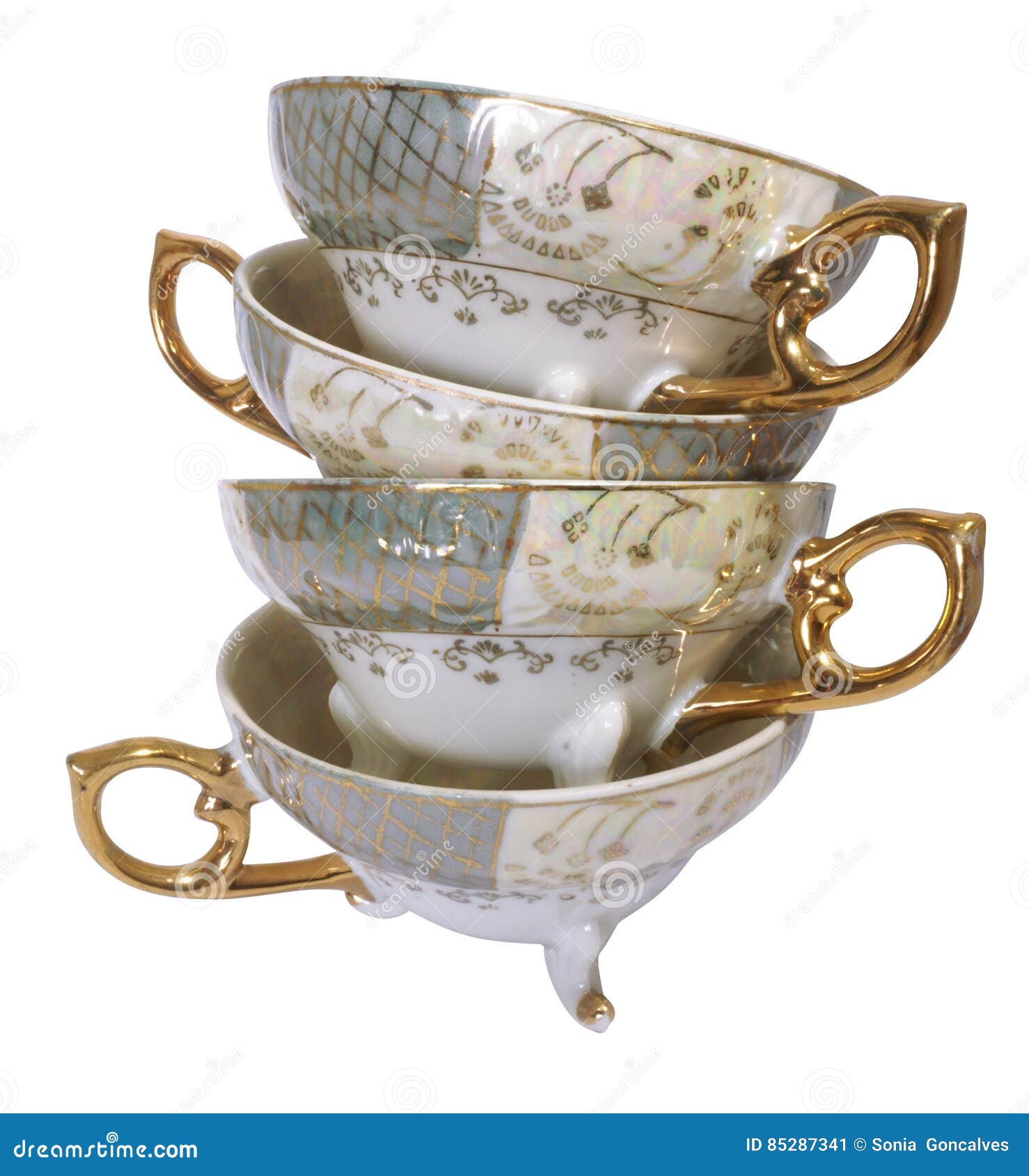 Antique tea cups stack stock image. Image of souvenir - 85287341
