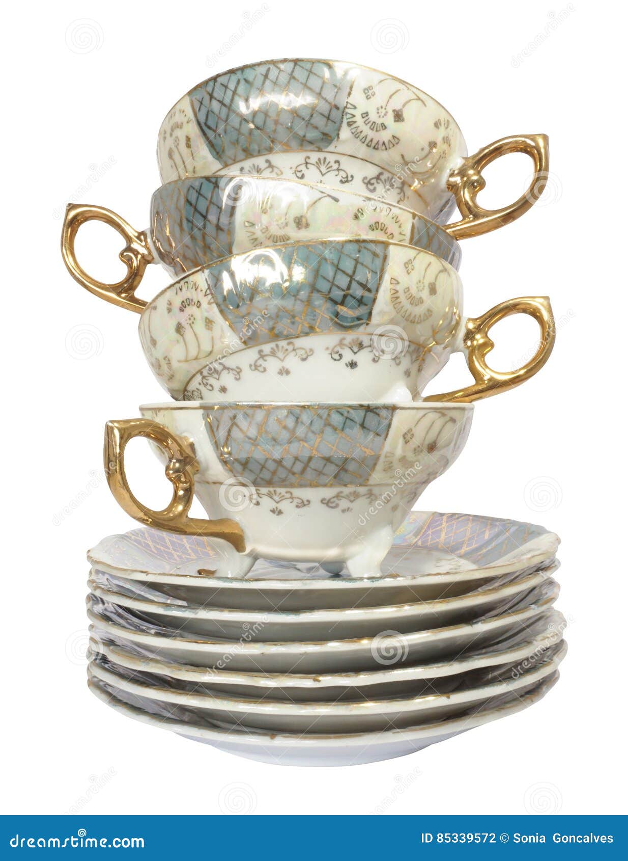 Antique tea cups stack stock photo. Image of traditional - 85339572