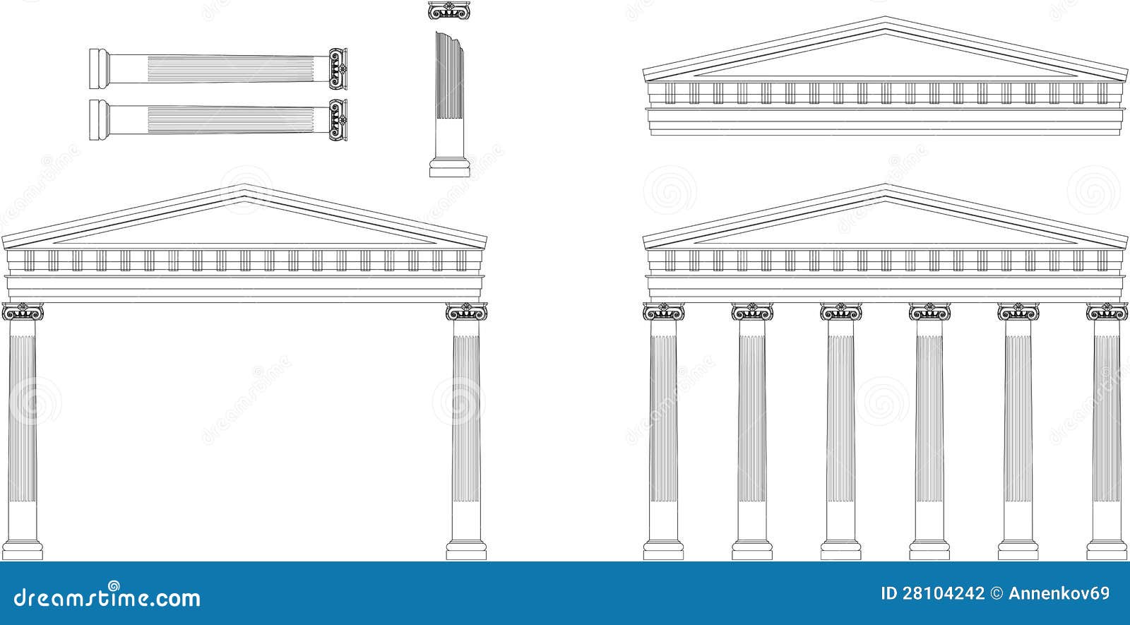 Roman Ionic Order, Column Originated In The Mid-6th Century, Vintage ...