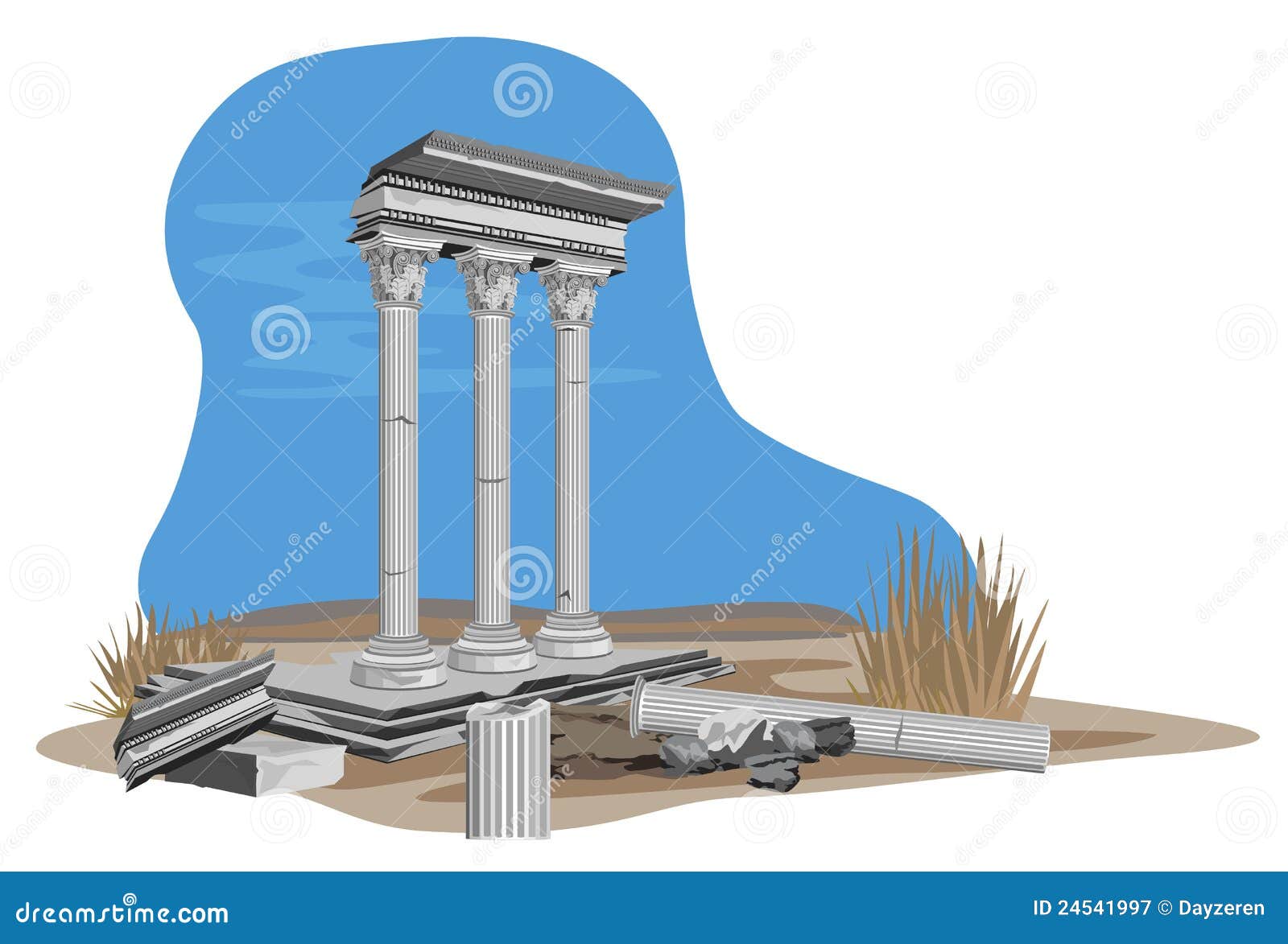 Antique Temple Ruins Cartoon Vector | CartoonDealer.com #24542005