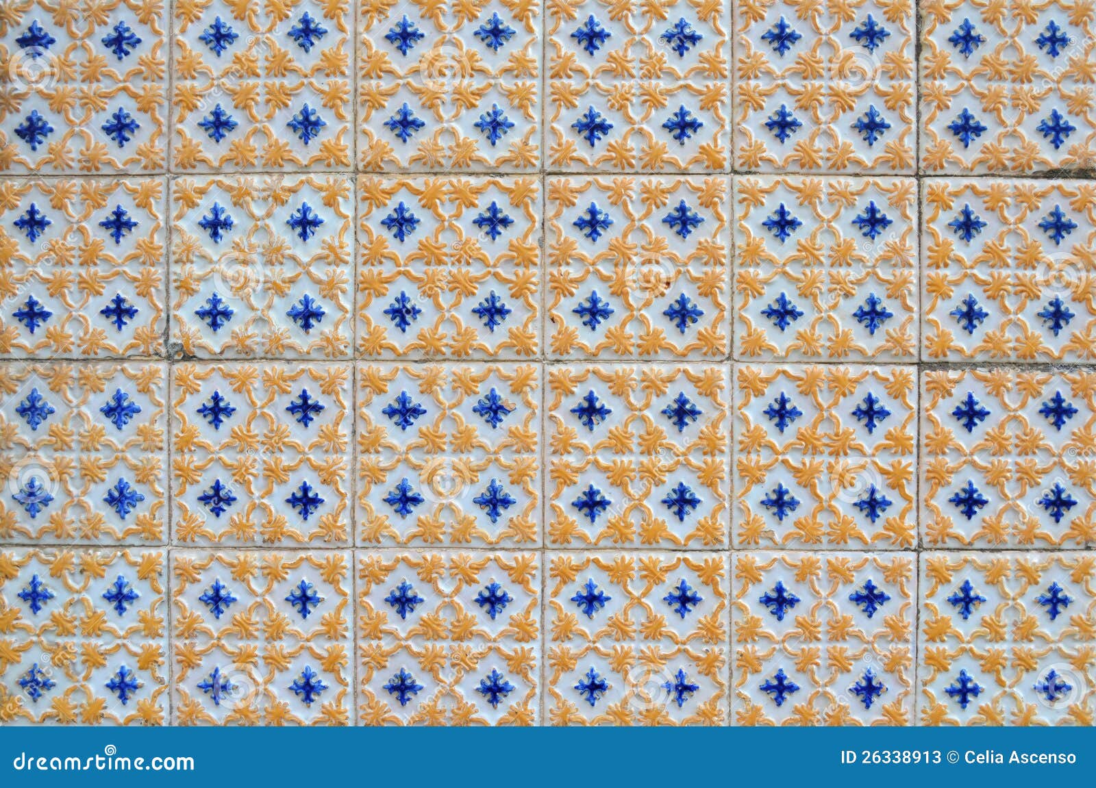 Antique Textured Portuguese Tiles Stock Image - Image of architecture ...