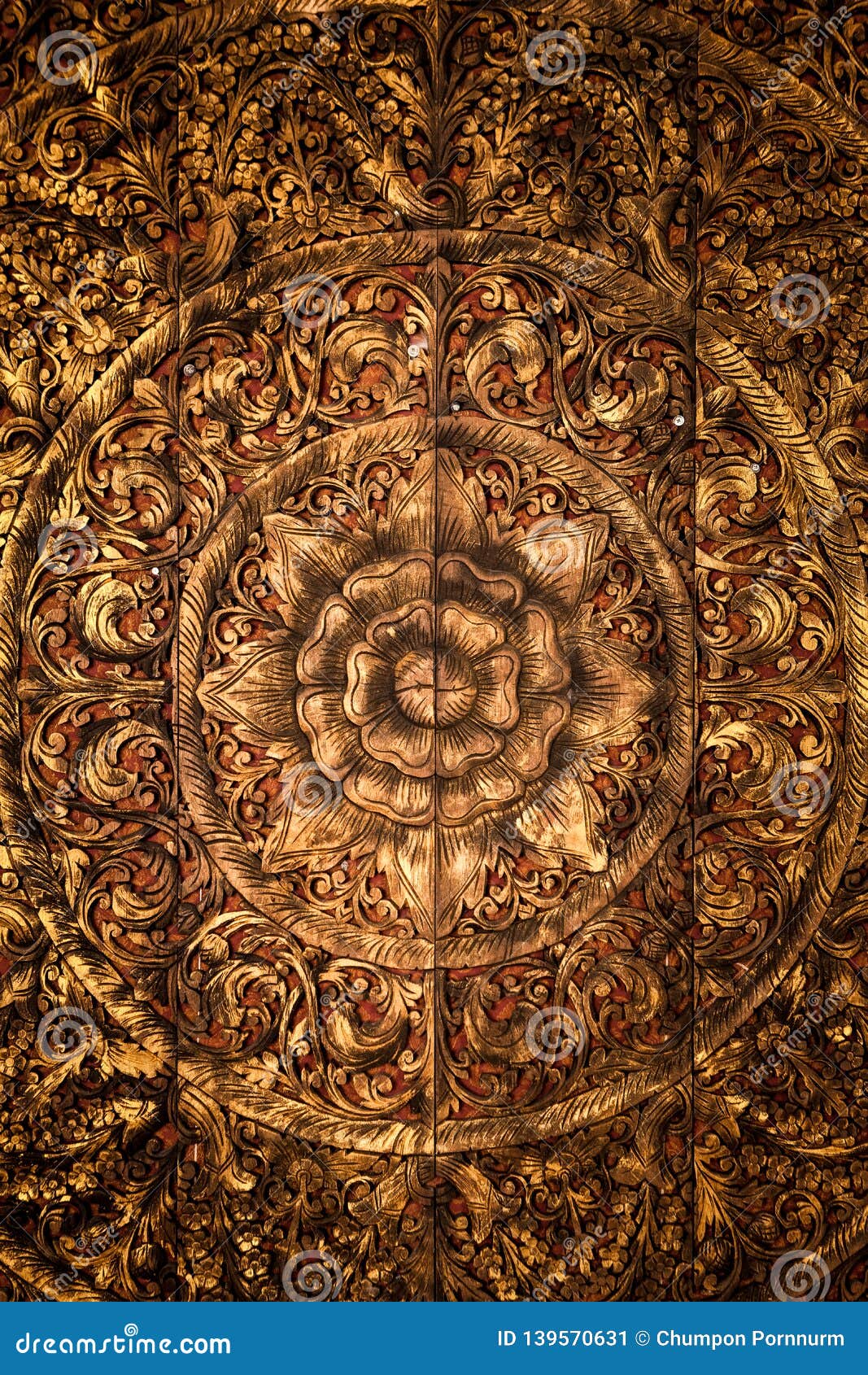 Antique Thai Wood Carving Pattern Royalty-Free Stock Photography ...