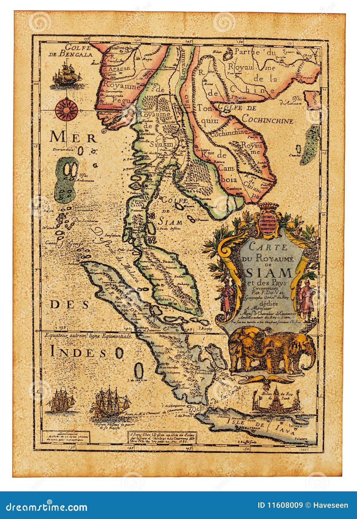 Antique Thailand Map Royalty Free Stock Images - Image: 11608009