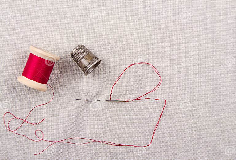 Antique Thread and Thimbles Stock Image - Image of creativity, material ...