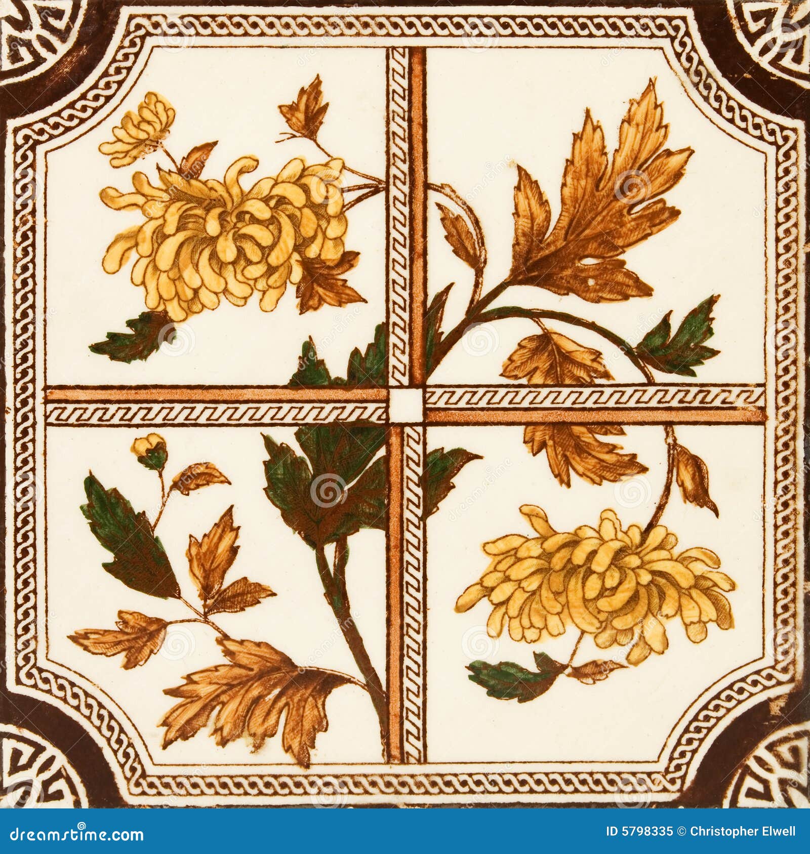 Antique Tile stock image. Image of wall, pattern, floral - 5798335
