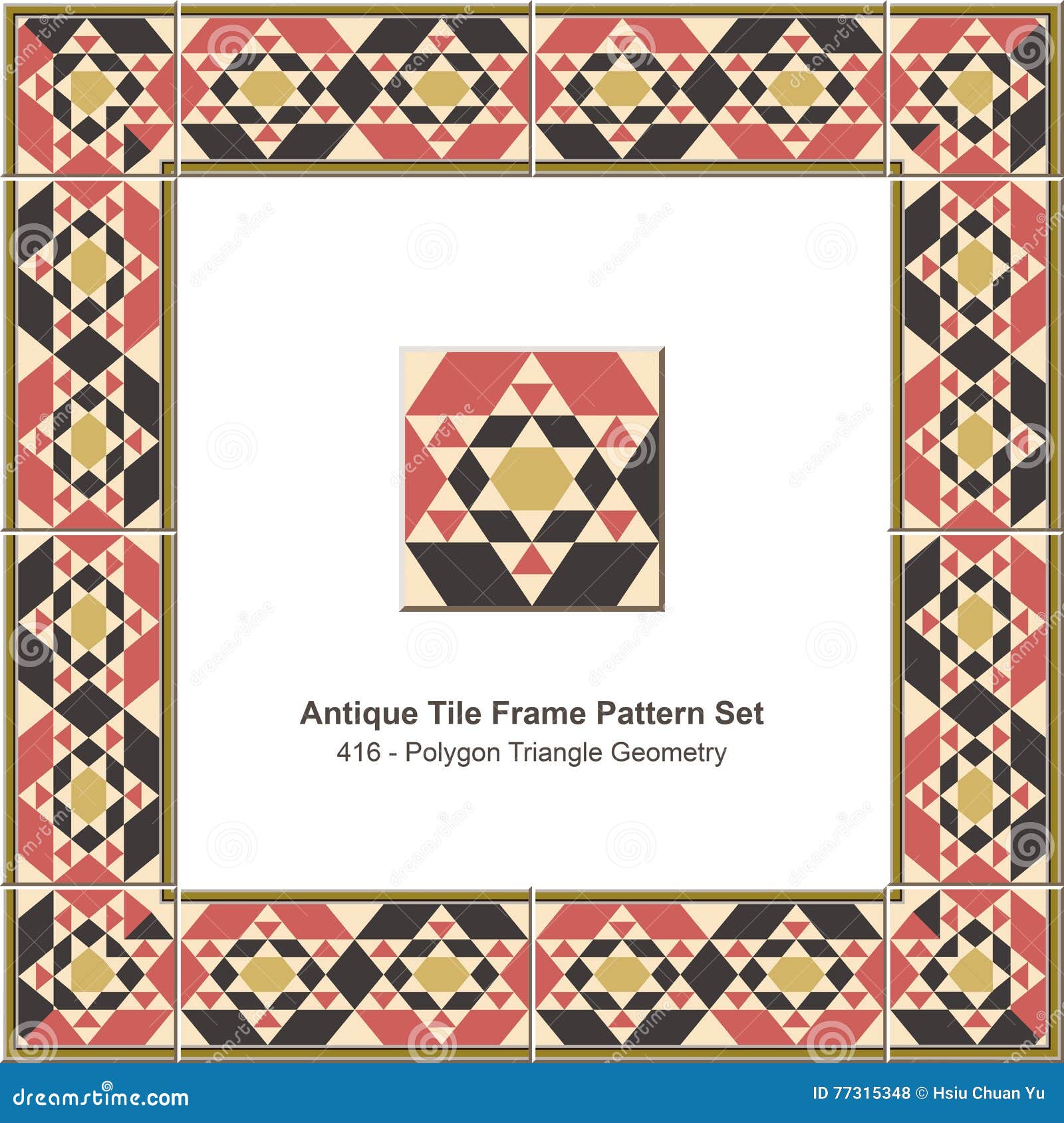 Antique Tile Frame Pattern Set_416 Polygon Triangle Geometry Stock ...