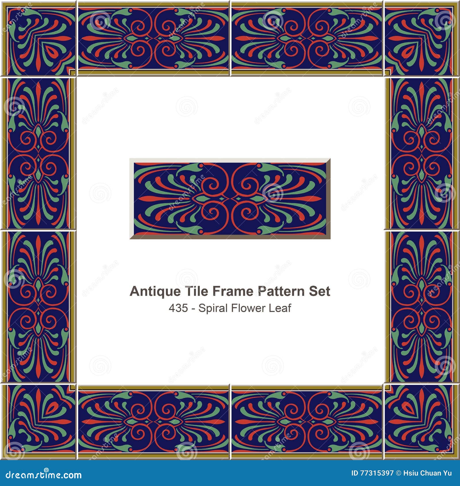 Antique Tile Frame Pattern Set_435 Spiral Flower Leaf Stock Vector ...