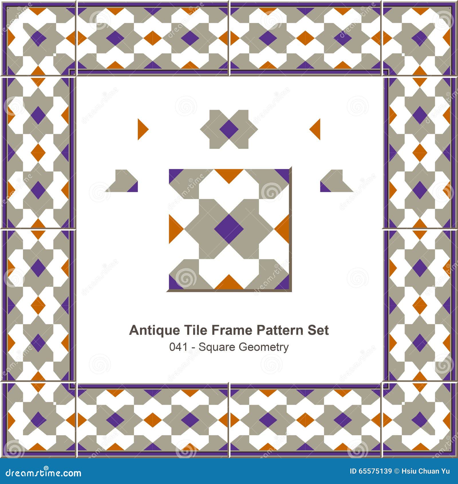 Antique Tile Frame Pattern Set_041 Square Geometry Stock Vector ...