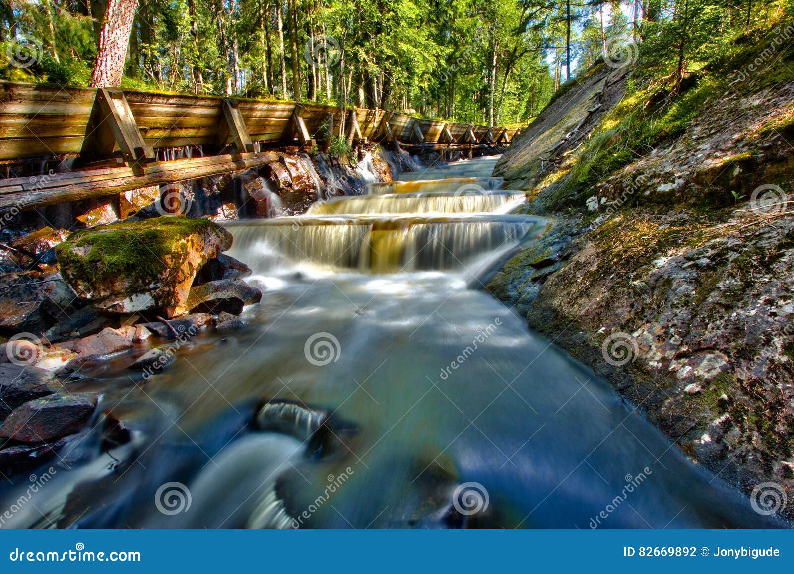 Antique Timber Rafting Structure in Sweden Stock Photo - Image of moss ...