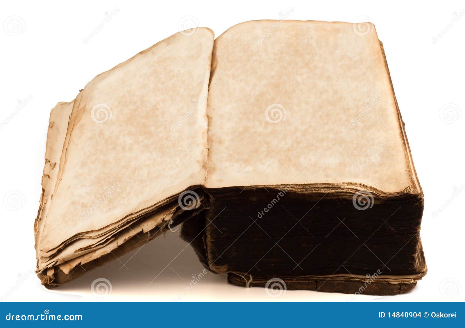 Antique Tome Opened with Blank Pages Stock Photo - Image of white ...