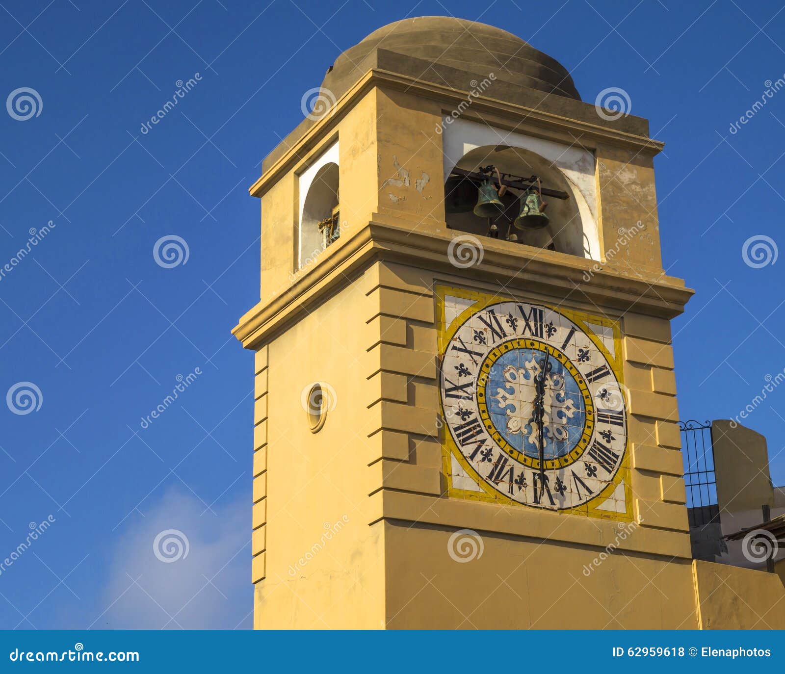 Antique Tower Clock in Capri Island, Italy Stock Photo - Image of ...