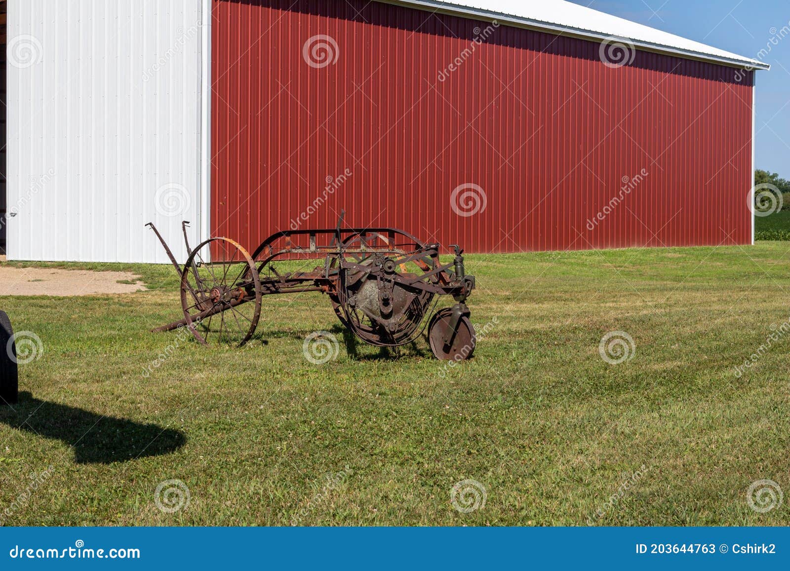 Antique Tractor Drawn Windrower Farm Implement Stock Image - Image of ...