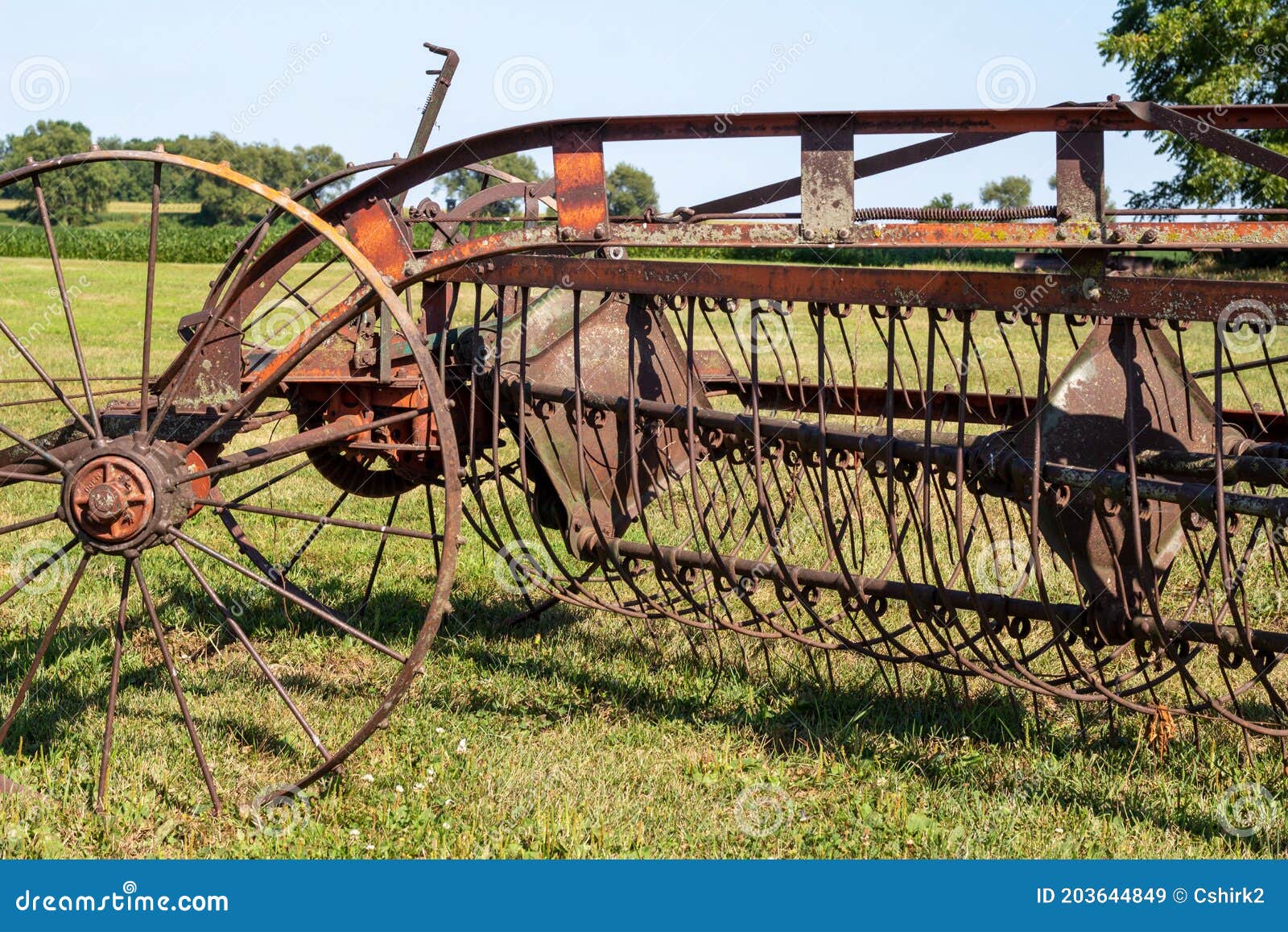 Antique Tractor Drawn Windrower Farm Implement Stock Image - Image of ...