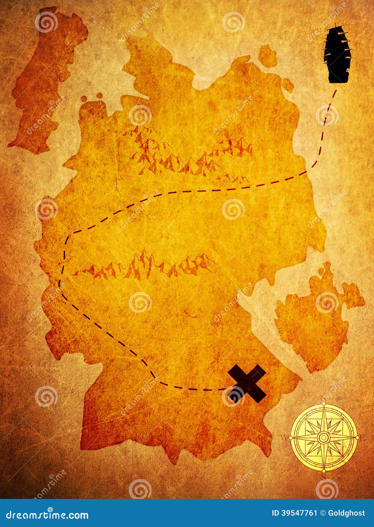 Antique Treasure Map. Cartoon Island Map Template For Next Level Game ...