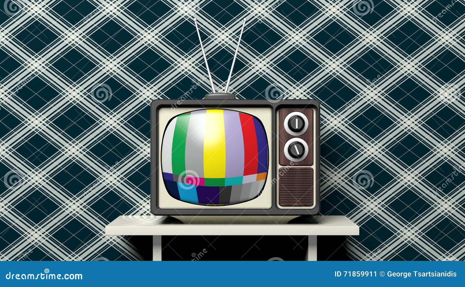 Antique TV Set with Color Bars Stock Illustration - Illustration of ...