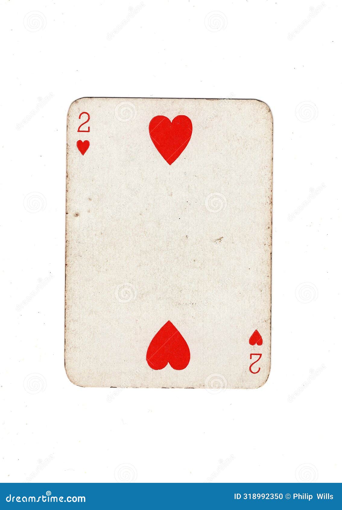 An Antique Two of Hearts Playing Card. Stock Photo - Image of deck ...