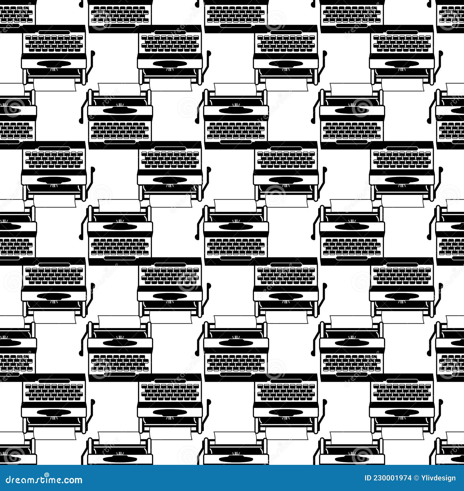 Antique Typewriter Pattern Seamless Vector Stock Vector - Illustration ...