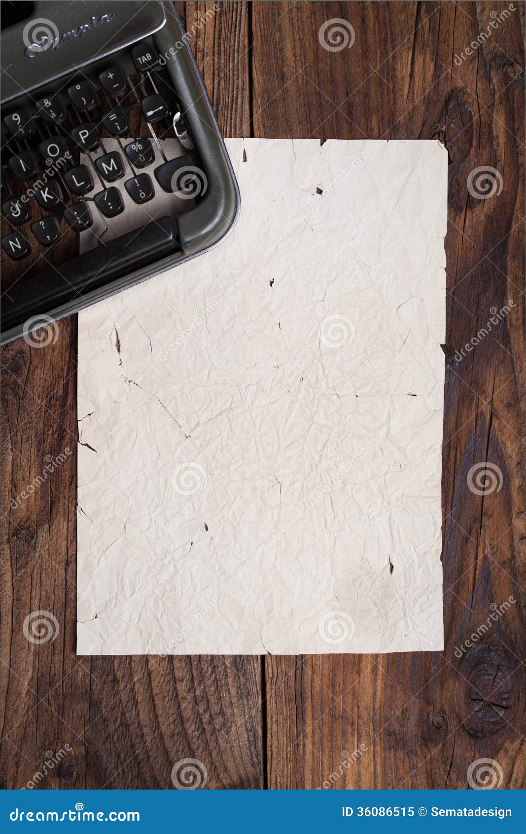 Antique Typewriter on Wooden Table. Stock Image - Image of business ...