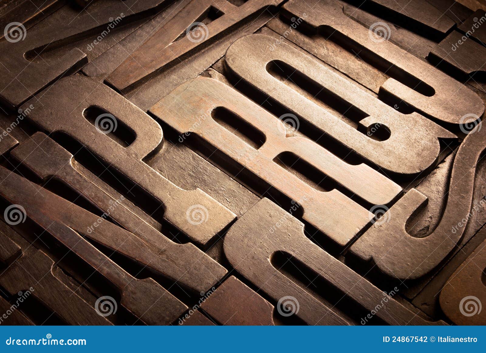 Antique typographic blocks stock photo. Image of dark - 24867542