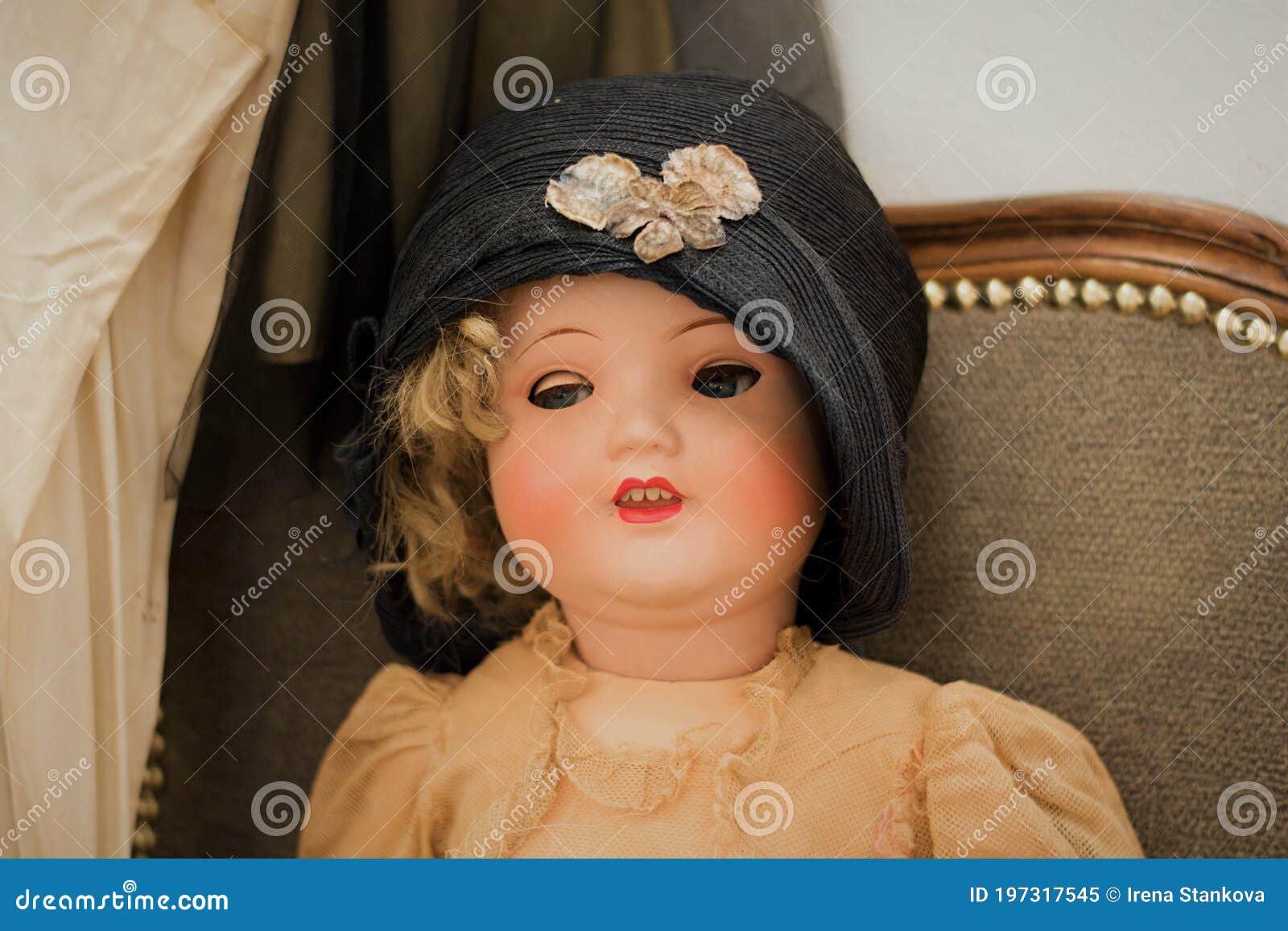 An Antique Victorian Doll with a Hat Stock Image - Image of doll ...