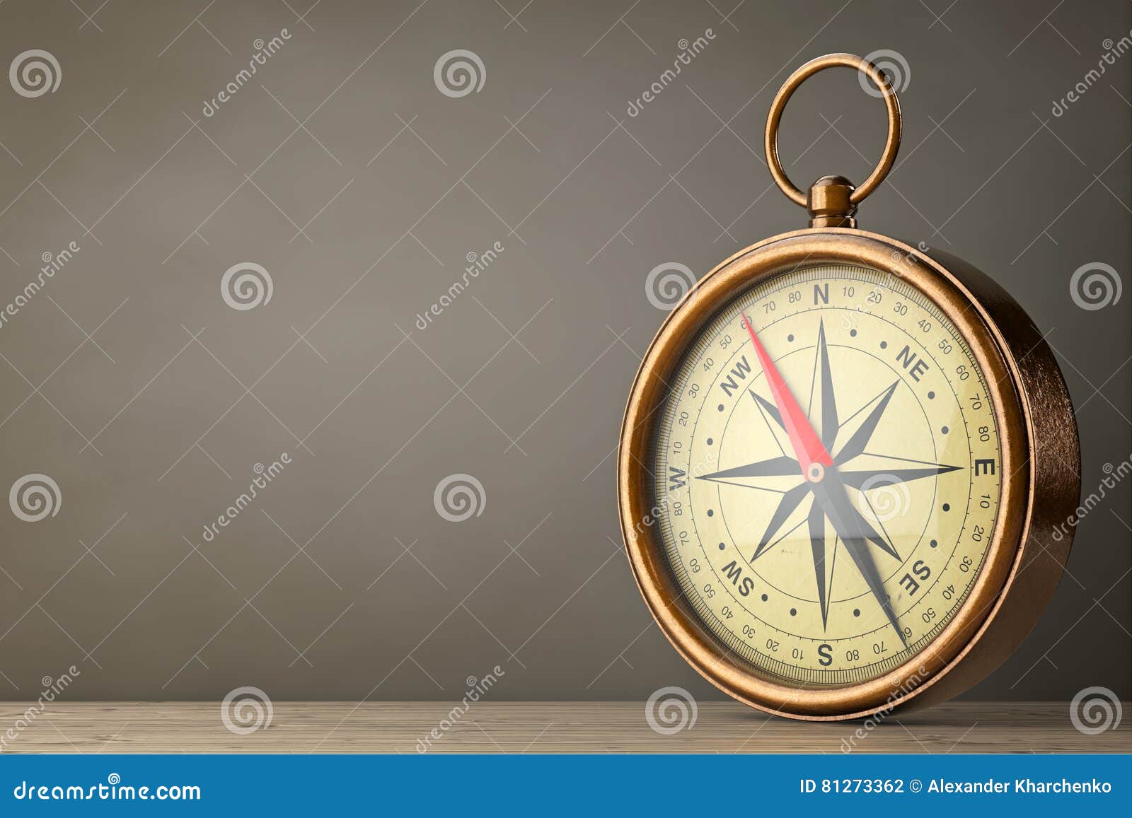 Antique Vintage Brass Compass. 3d Rendering Stock Illustration ...
