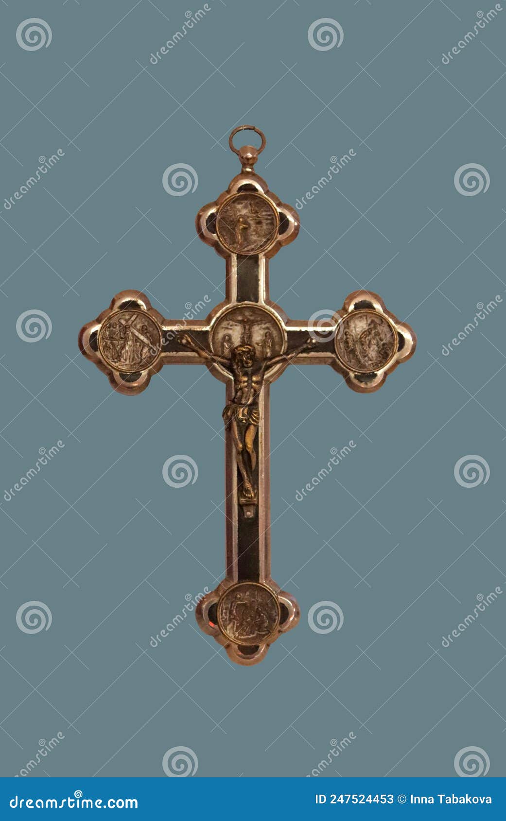 Antique, Vintage Catholic Cross Stock Image - Image of catholic, bronze ...