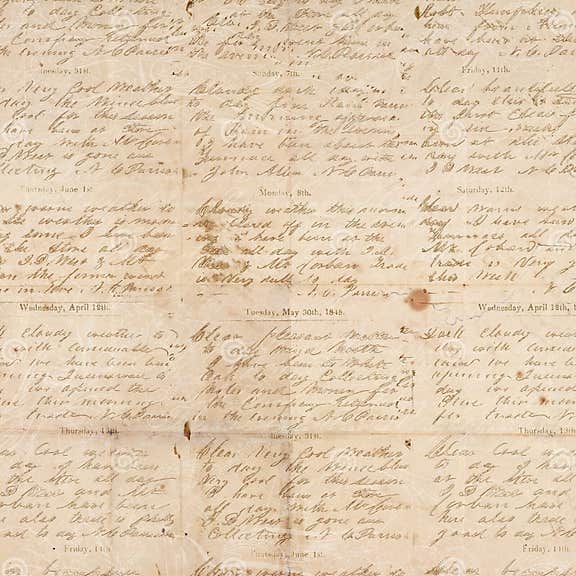 Antique Vintage Folded Textured Paper with Script Stock Image - Image ...