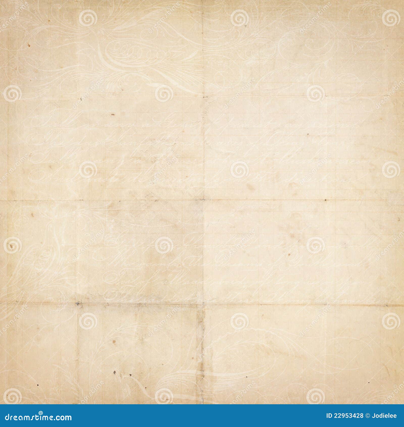 Antique Vintage Folded Textured Paper with Script Stock Photo - Image ...