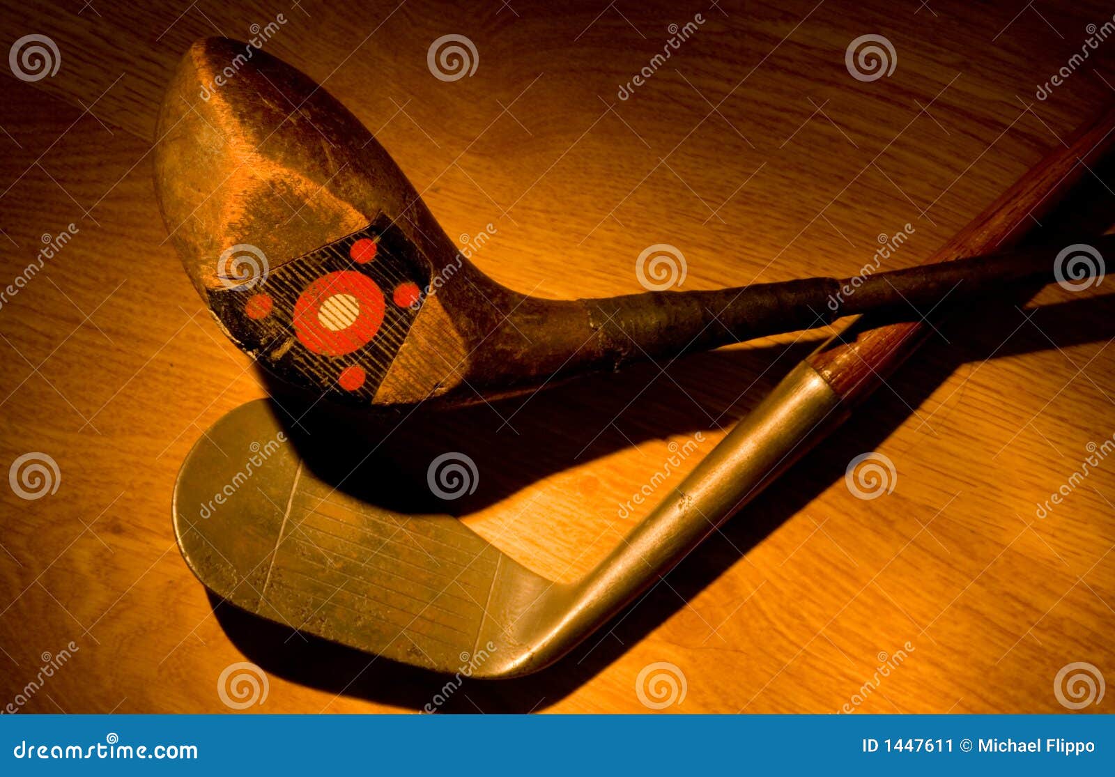 Antique, Vintage Golf Clubs Painted with Light Stock Image - Image of ...