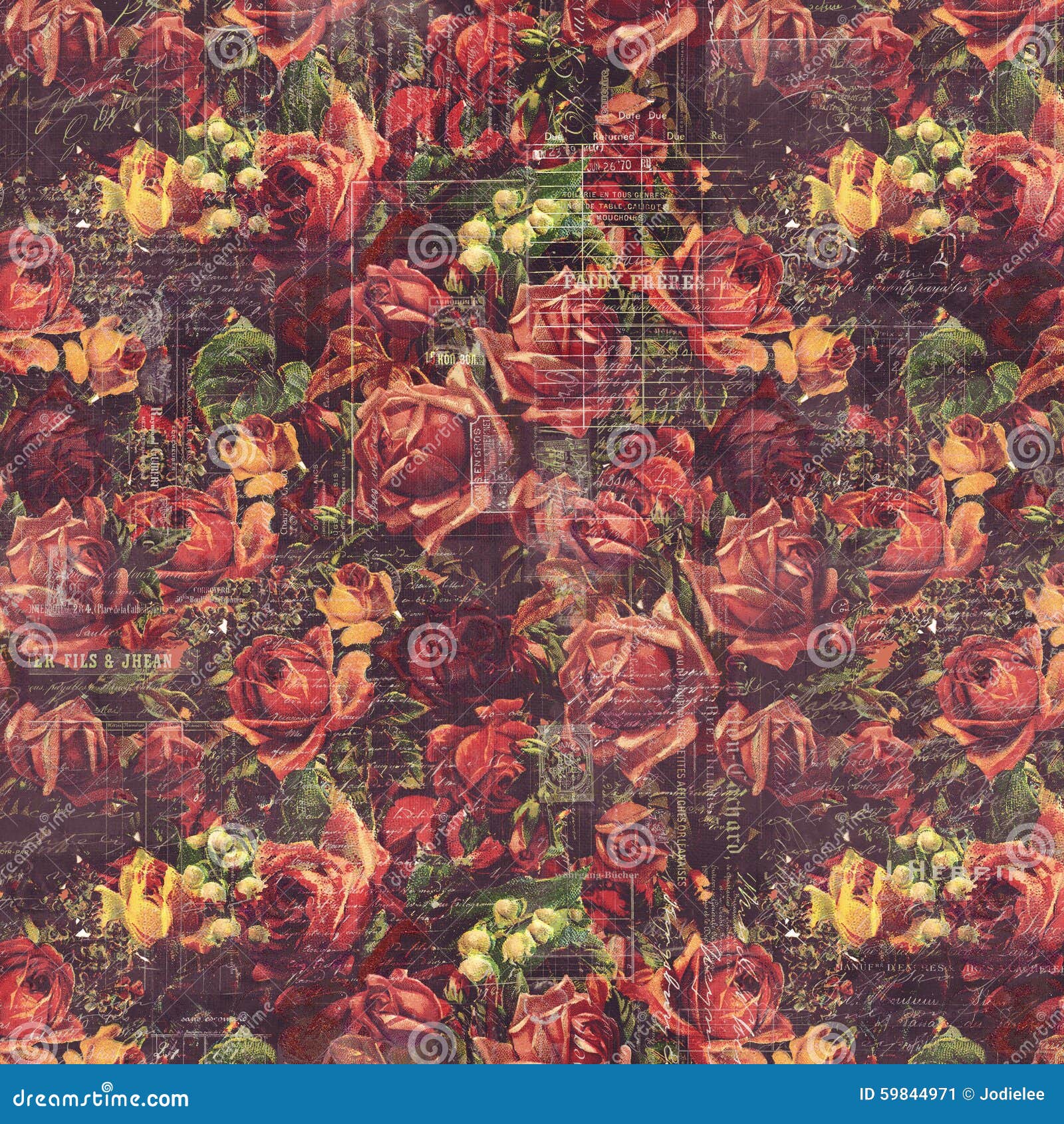 Antique Vintage Roses Patterned Background in Rustic Fall Colors Stock ...