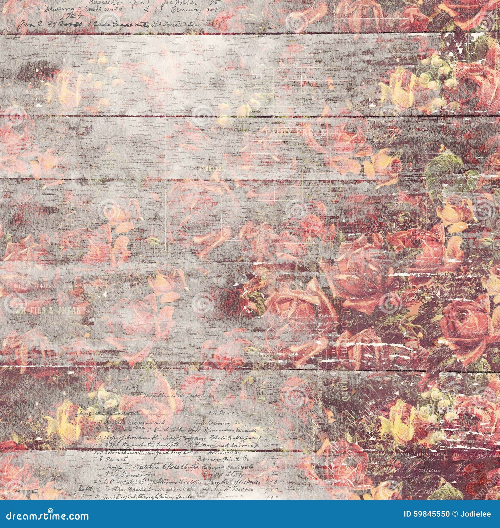 Antique Vintage Roses Patterned Background In Rustic Fall Colors Stock ...