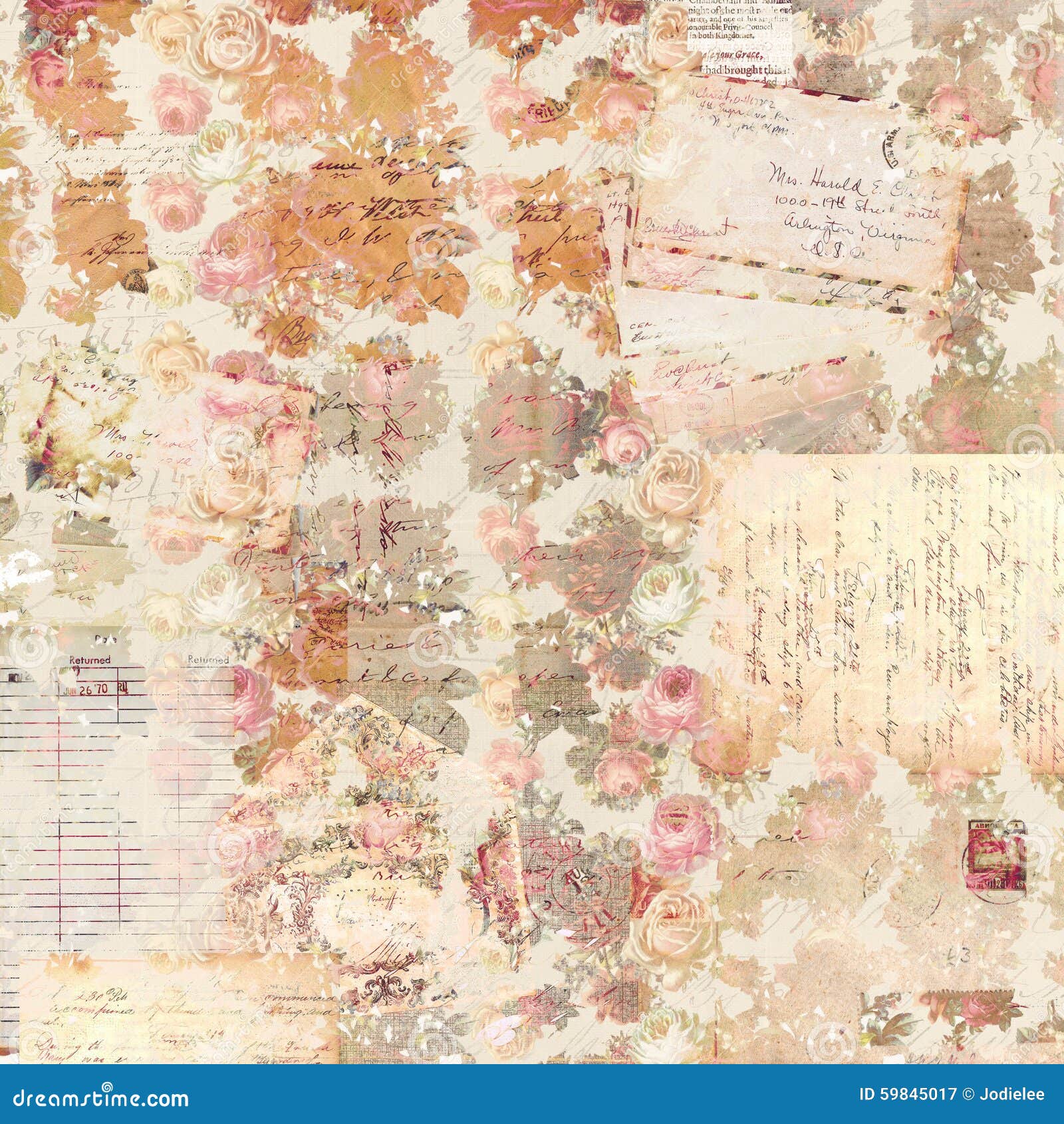 Antique Vintage Roses Patterned Background In Rustic Fall Colors ...
