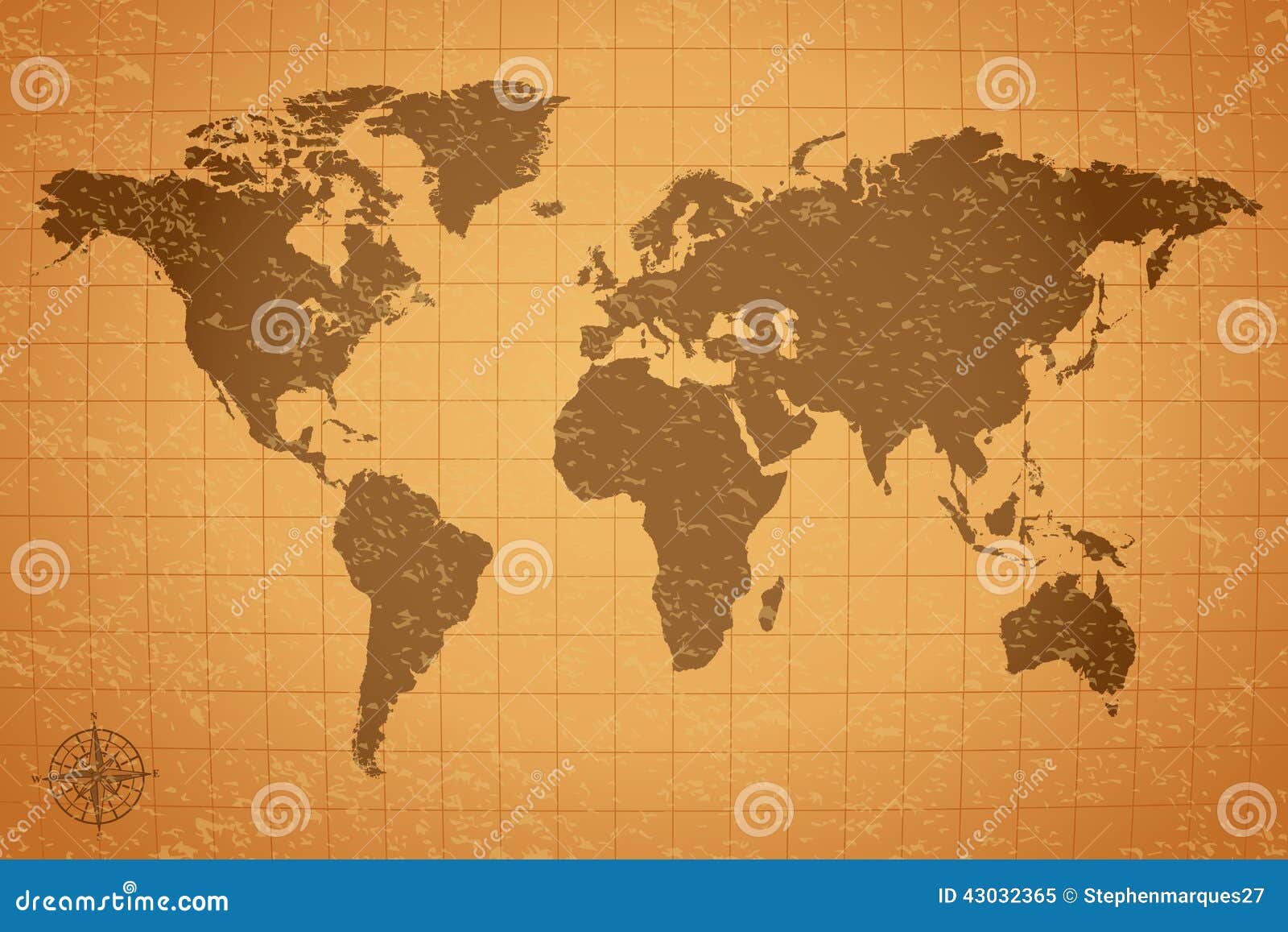 Antique Vintage World Map Illustration Stock Vector - Illustration of ...