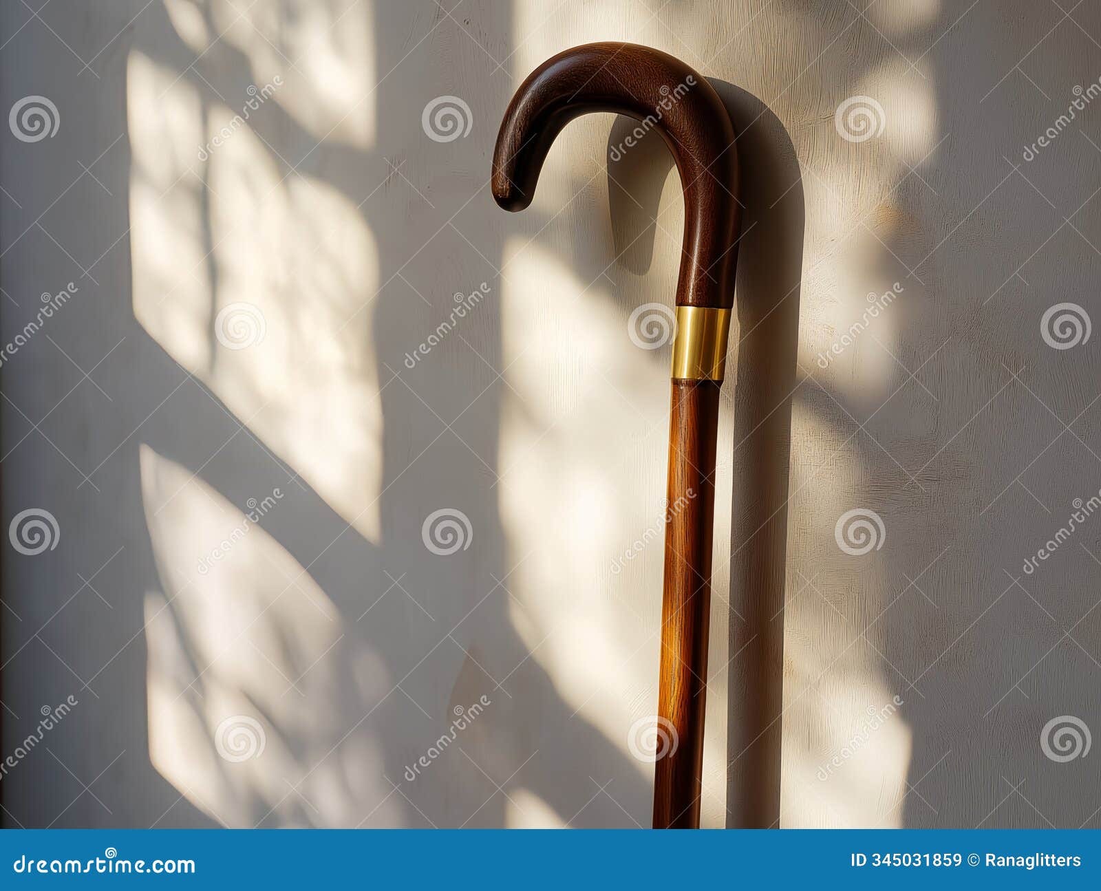 Antique Walking Cane Casting Shadow on Textured Wall Stock Illustration ...