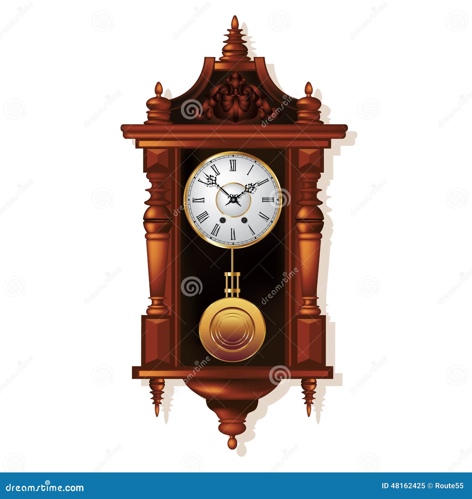 Antique Wall Clock Cartoon Vector | CartoonDealer.com #48162425