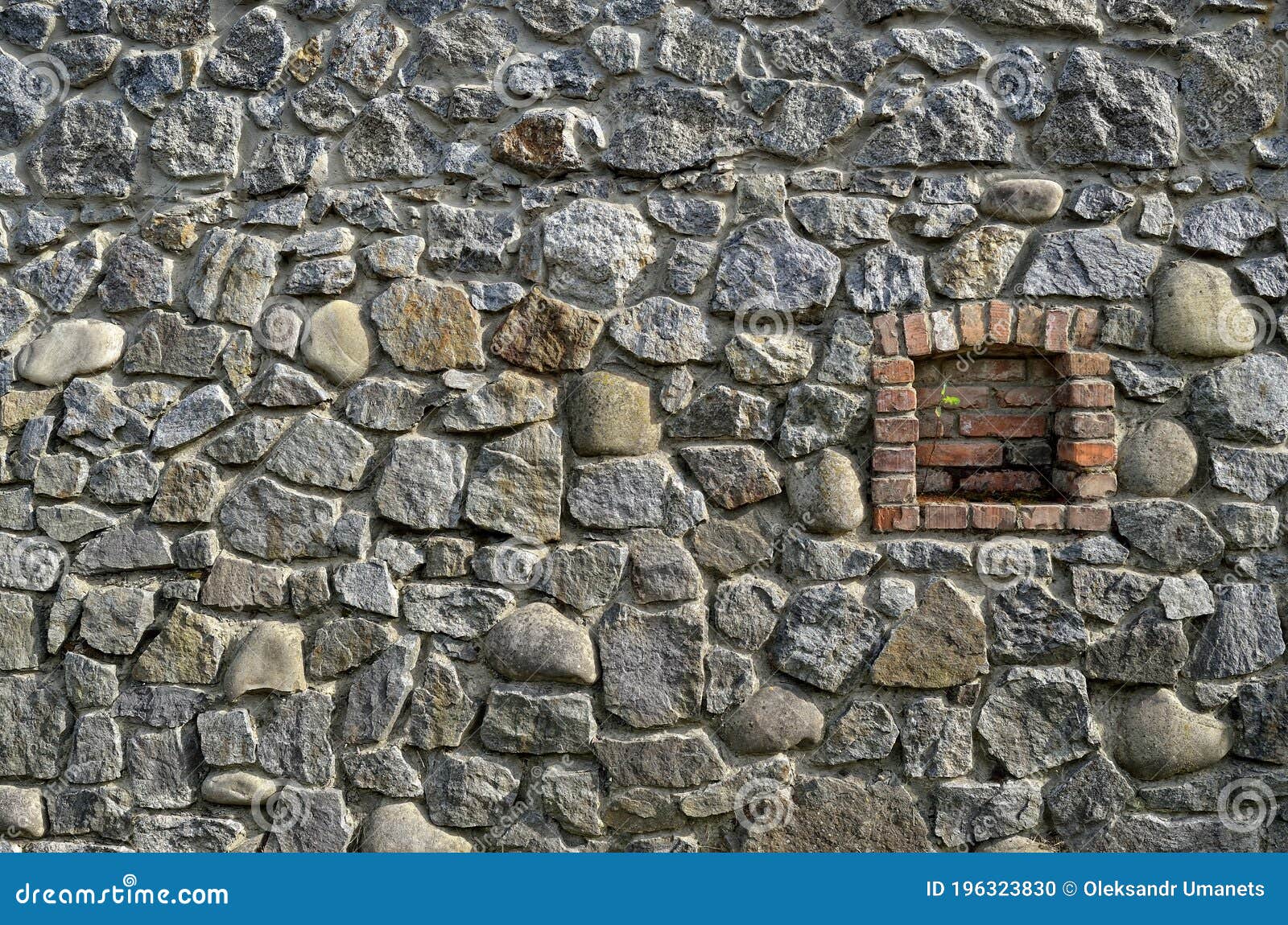 Antique Wall Of Granite Stones With A Window Stock Photography ...