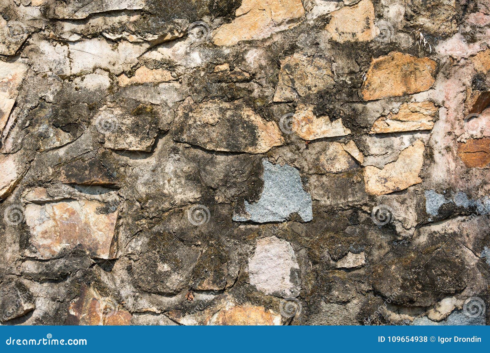 Antique Wall Made of Multi Colored Rocks Stock Photo - Image of block ...