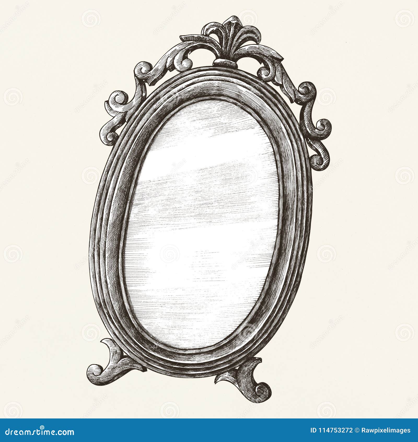 Antique Wall Mirror Old Style Illustration Stock Illustration ...