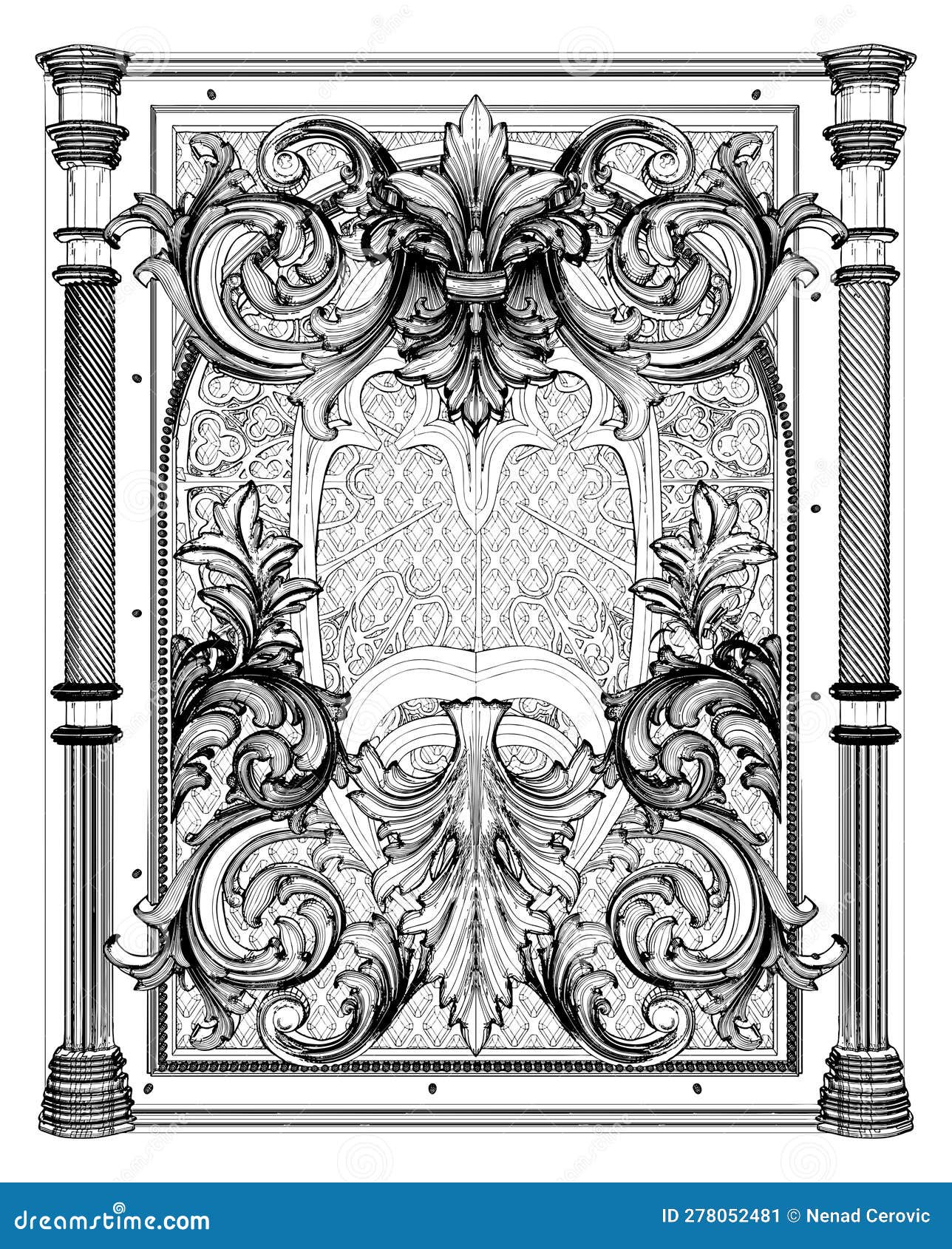 Antique Wall Panel Frame Vector. Illustration Isolated on White ...