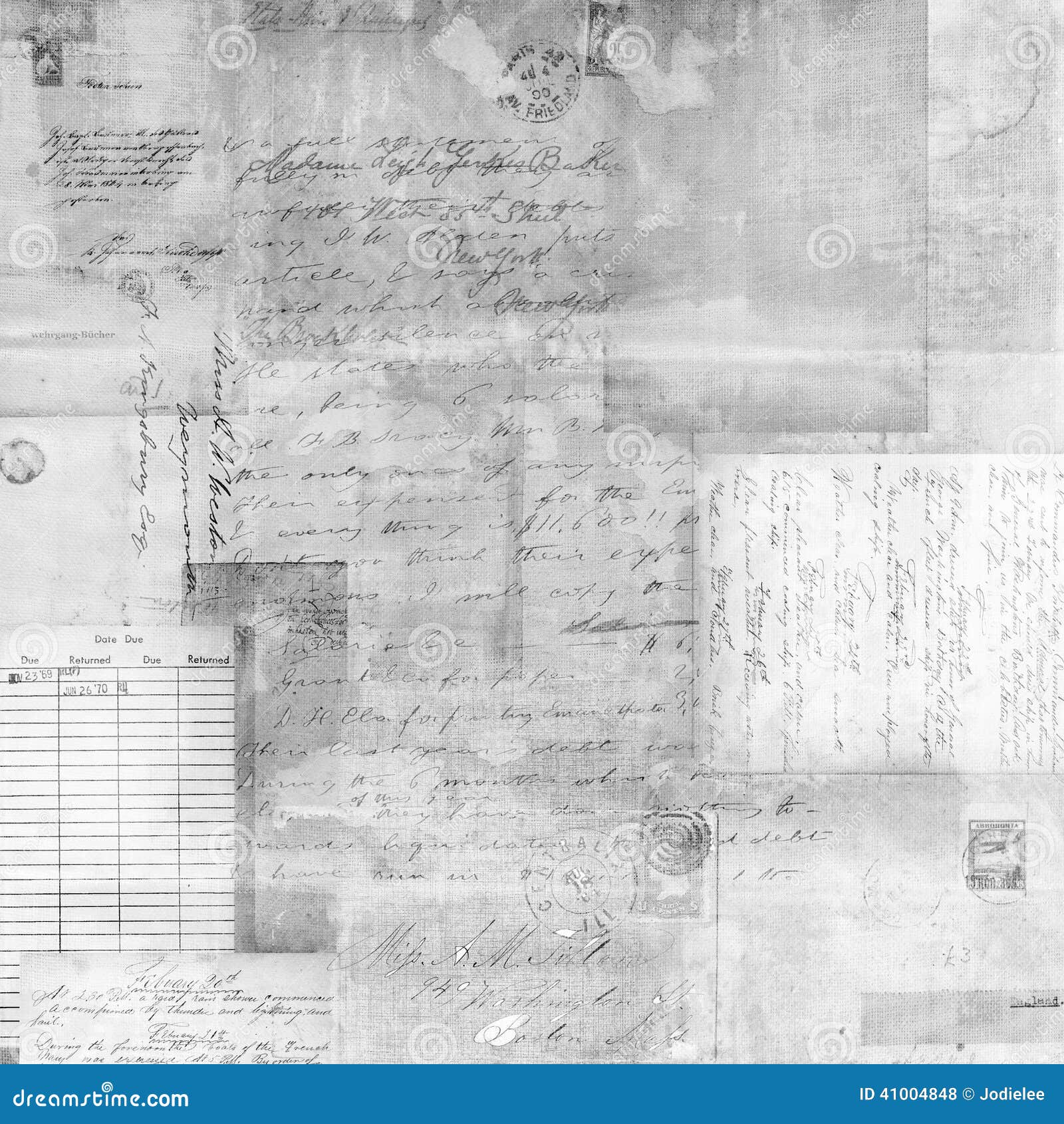 Antique Washed Out Text Collage Stock Photo - Image of monochrome ...