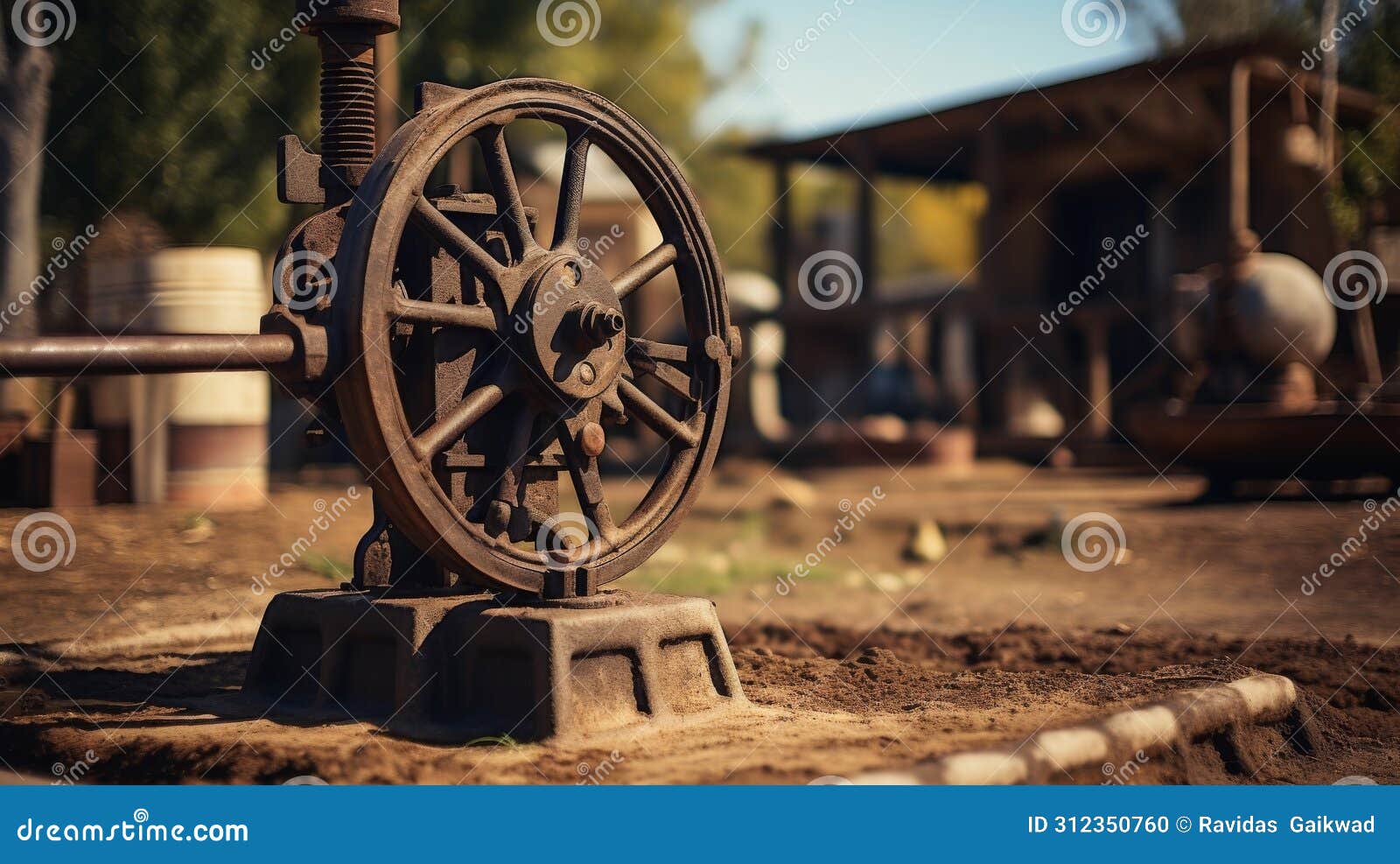 Antique Water Pump with Crank Handle Stock Illustration - Illustration ...