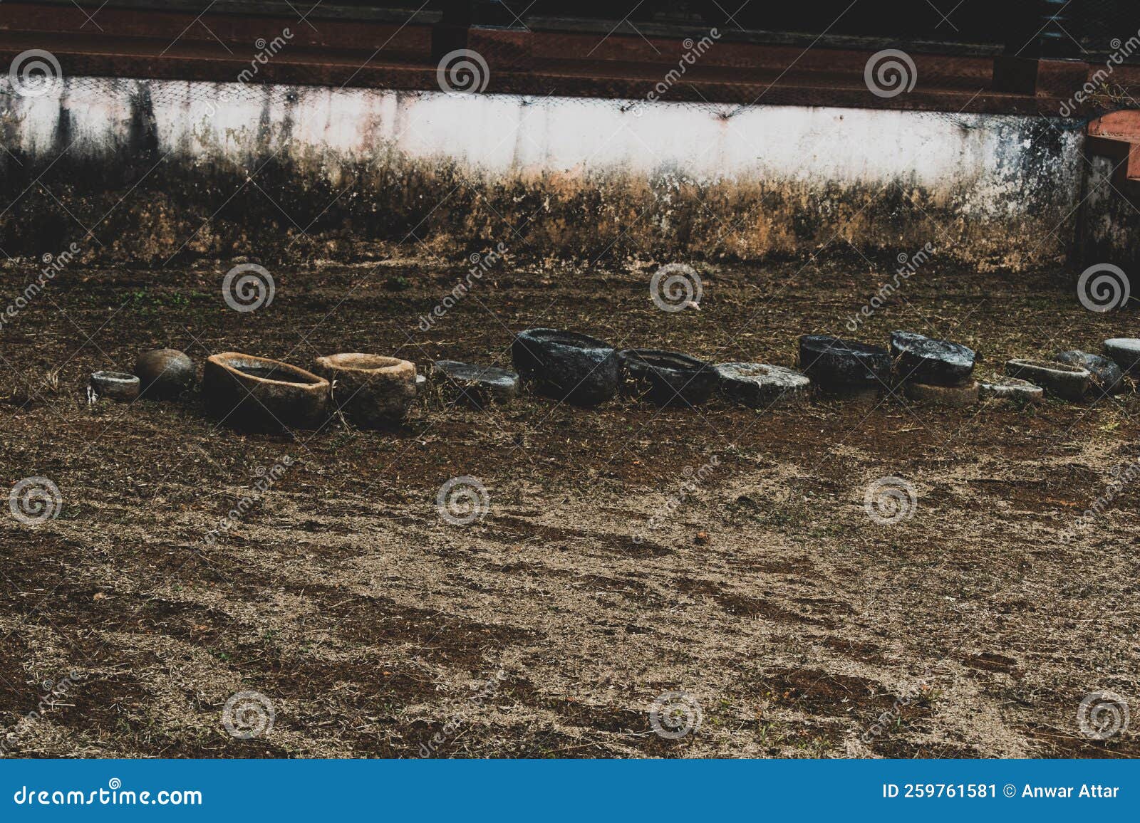 Antique Water Storage Basins, Group of Water Storage Pots. Stock Image ...
