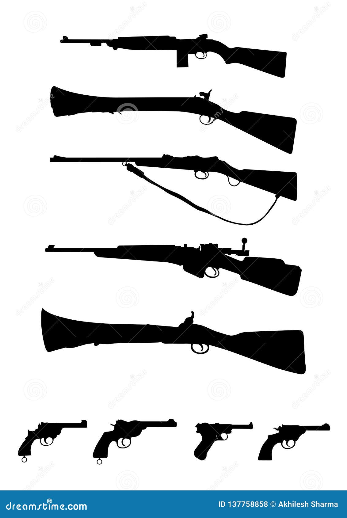 Antique Weapons Guns and Rifles Vector Illustration Stock Vector ...