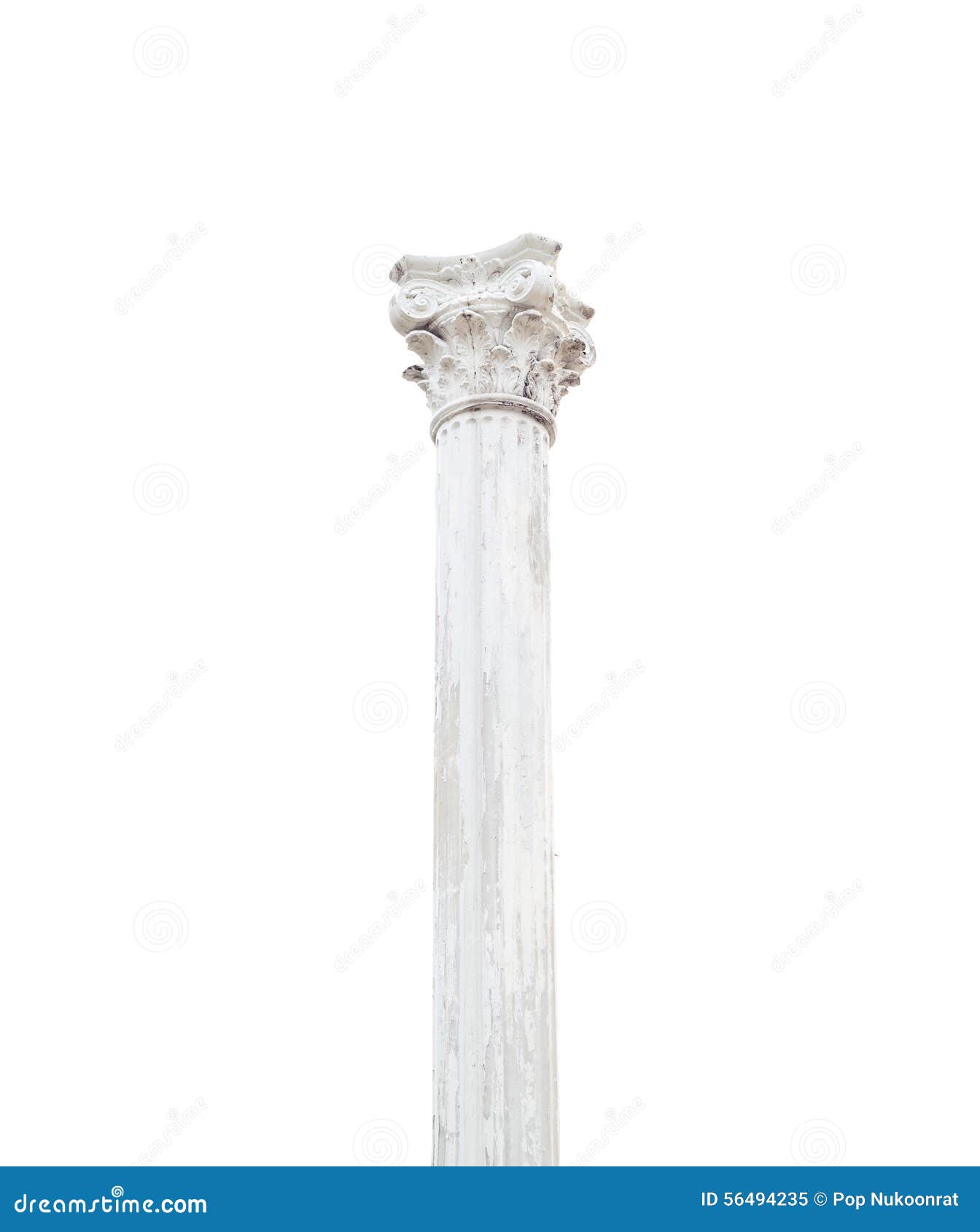 Antique White Single Pillars Greek on Isolated White Background Stock ...