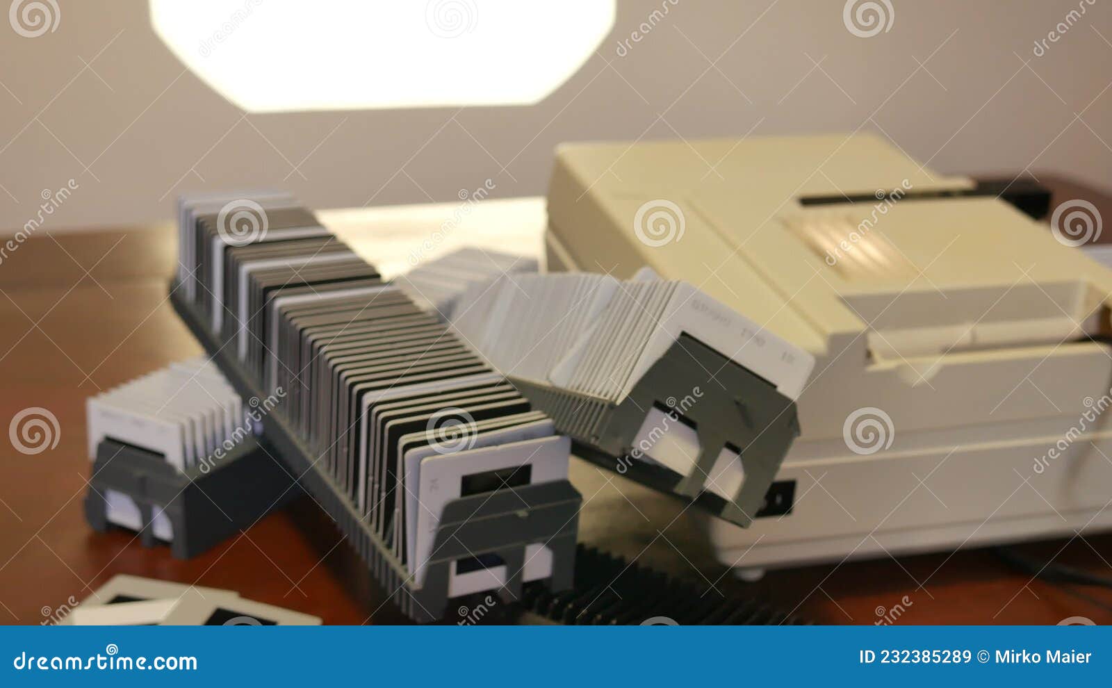 Antique White Slide Projector Seen from the Side, from Above with the ...
