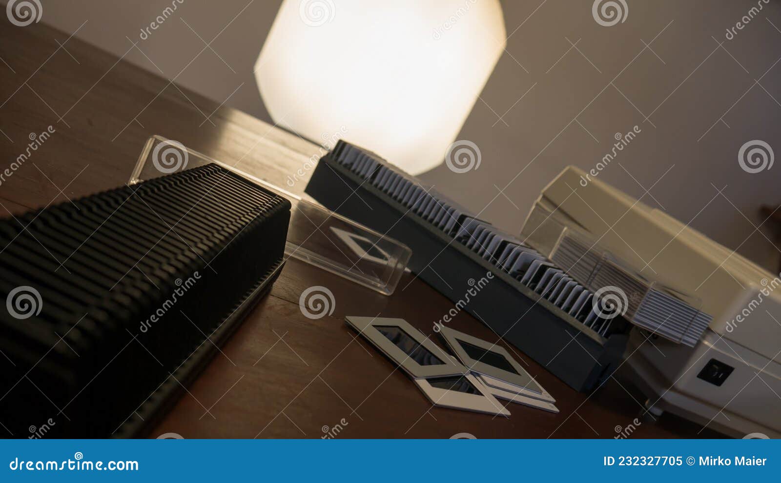 Antique White Slide Projector Seen from the Side, from Above with the ...