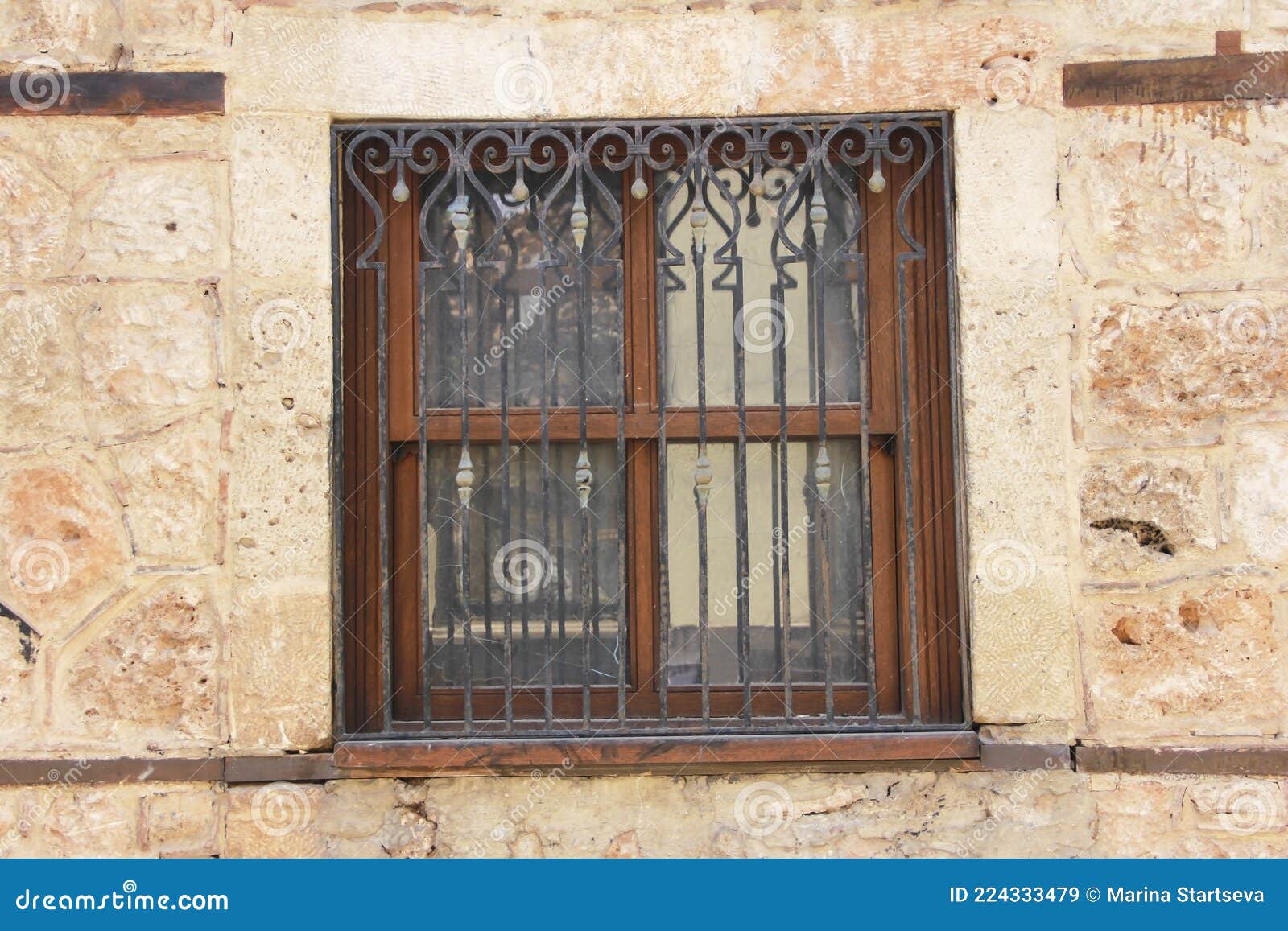 Antique Windows in the Wall of the Building Stock Image - Image of ...