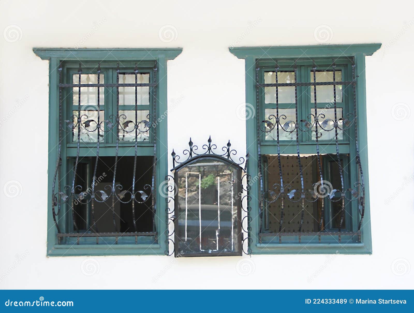 Antique Windows in the Wall of the Building Stock Image - Image of ...